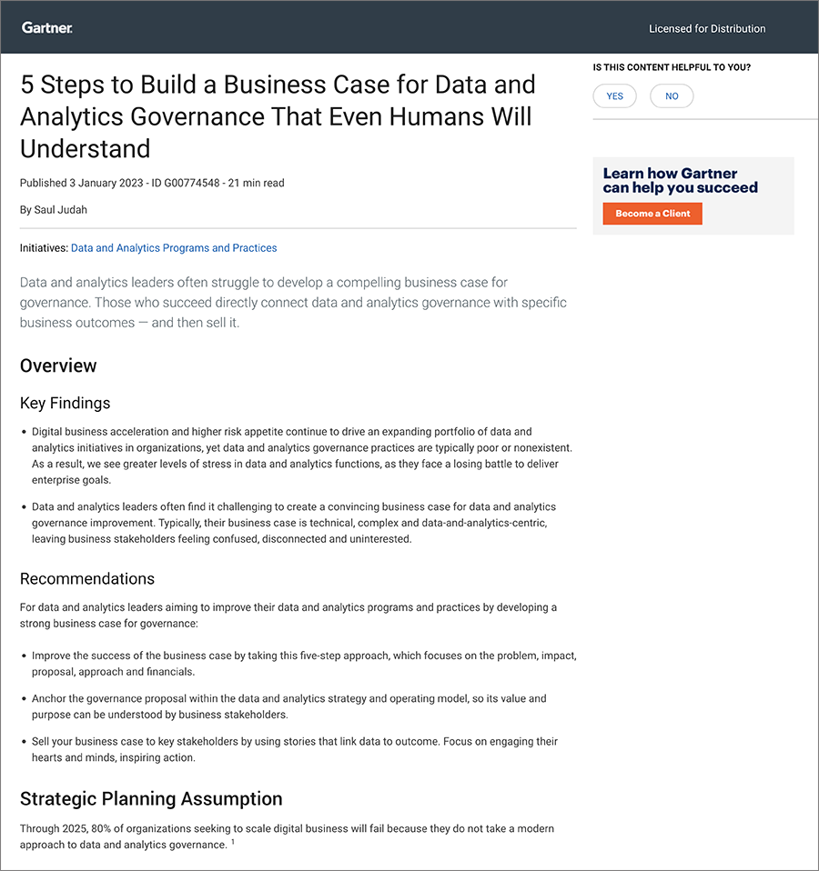 5 Steps to build a business case for data and analytics governance